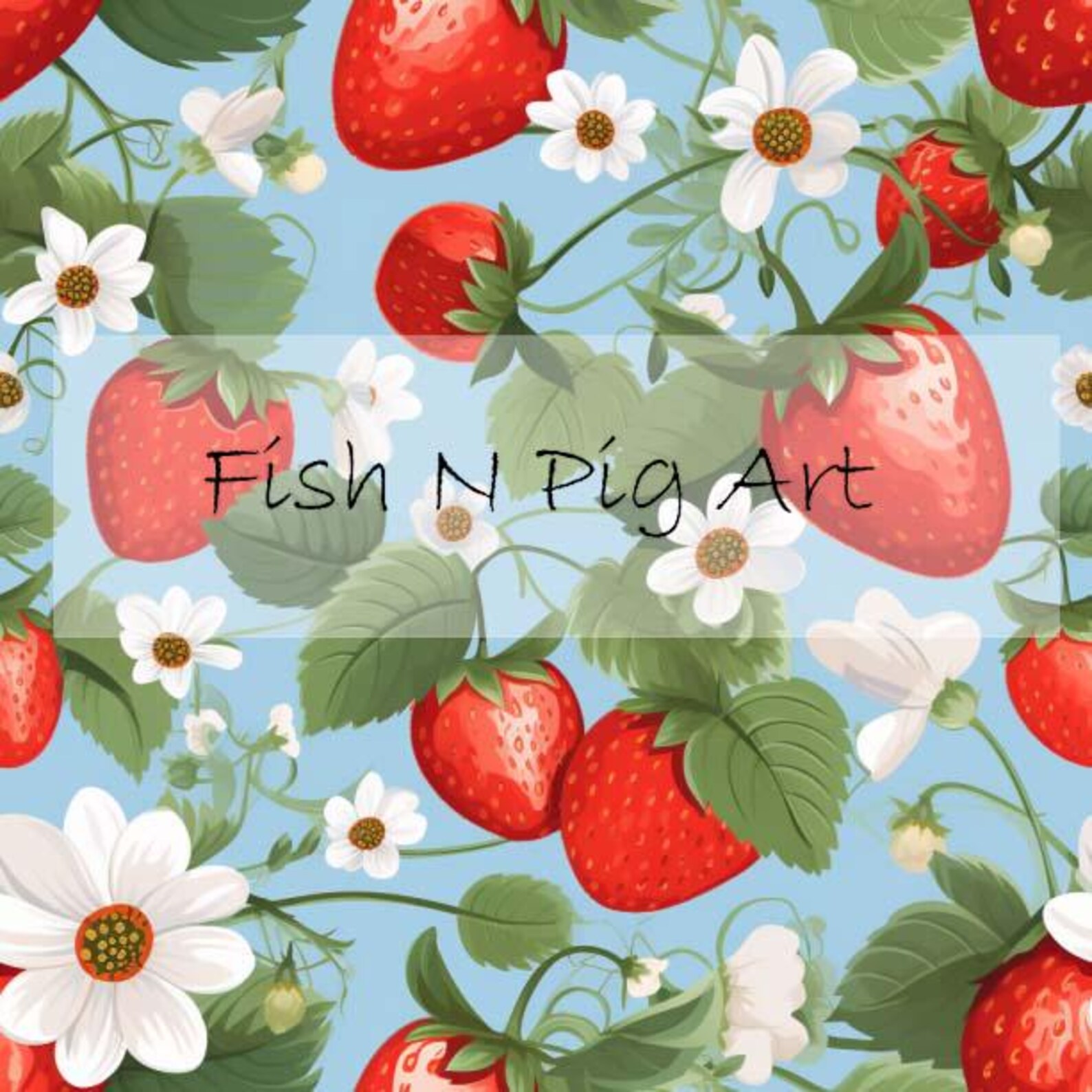 Strawberry Flower Seamless Pattern Strawberries Print Repeating File ...