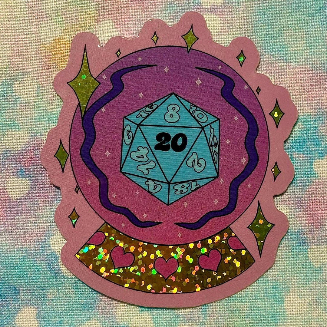 Magical Sparkly D20 Crystal Ball Sticker | Kawaii D&d Aesthetic ...
