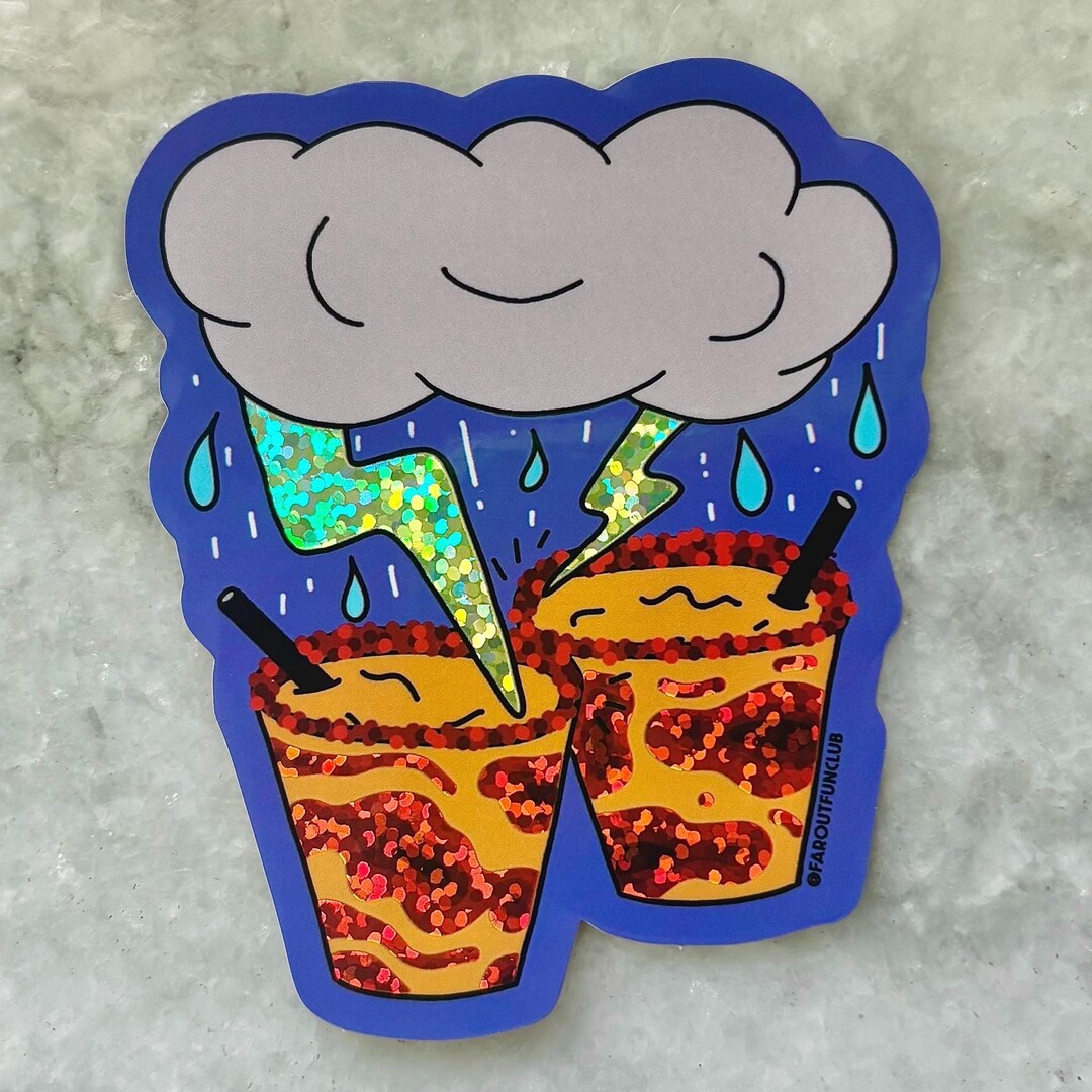 Monsoon Mangonada Sparkly Sticker | Thunderstorm Rainy Day Cocktails ...