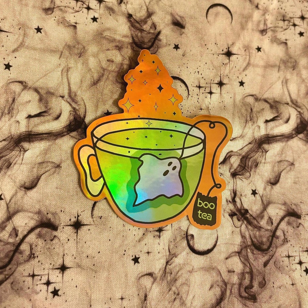 Boo Tea Spooky Holographic Sticker | for Waterbottles Laptops | Creepy ...