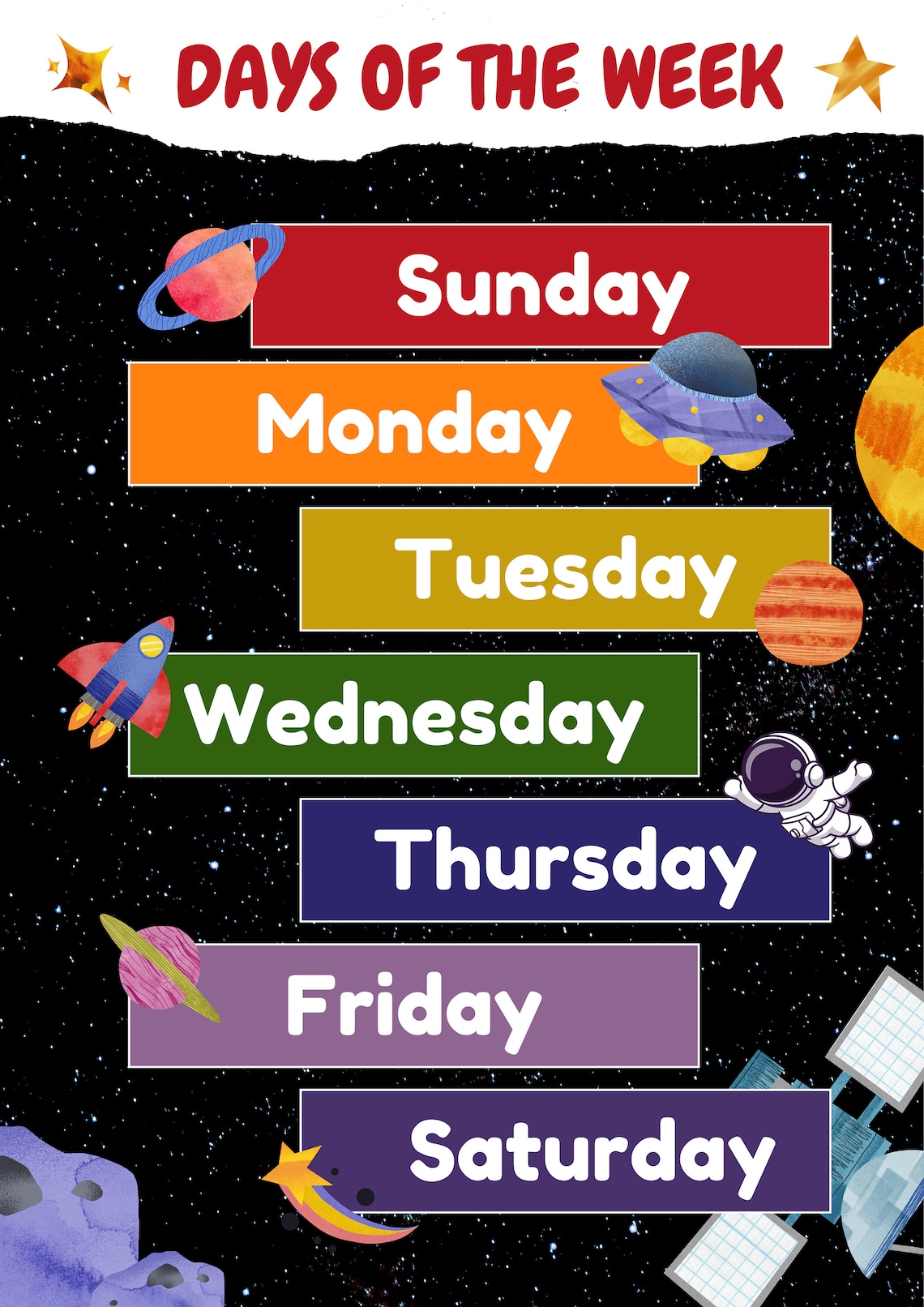 Days of the Week Chart for Kids Printable Classroom Poster, Classroom ...