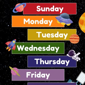 Days of the Week Chart for Kids Printable Classroom Poster, Classroom ...