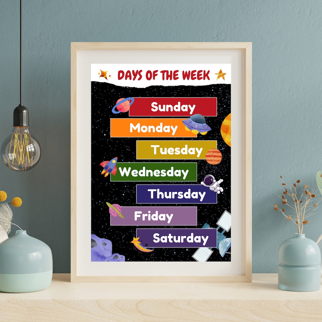 Days of the Week Chart for Kids Printable Classroom Poster, Classroom ...