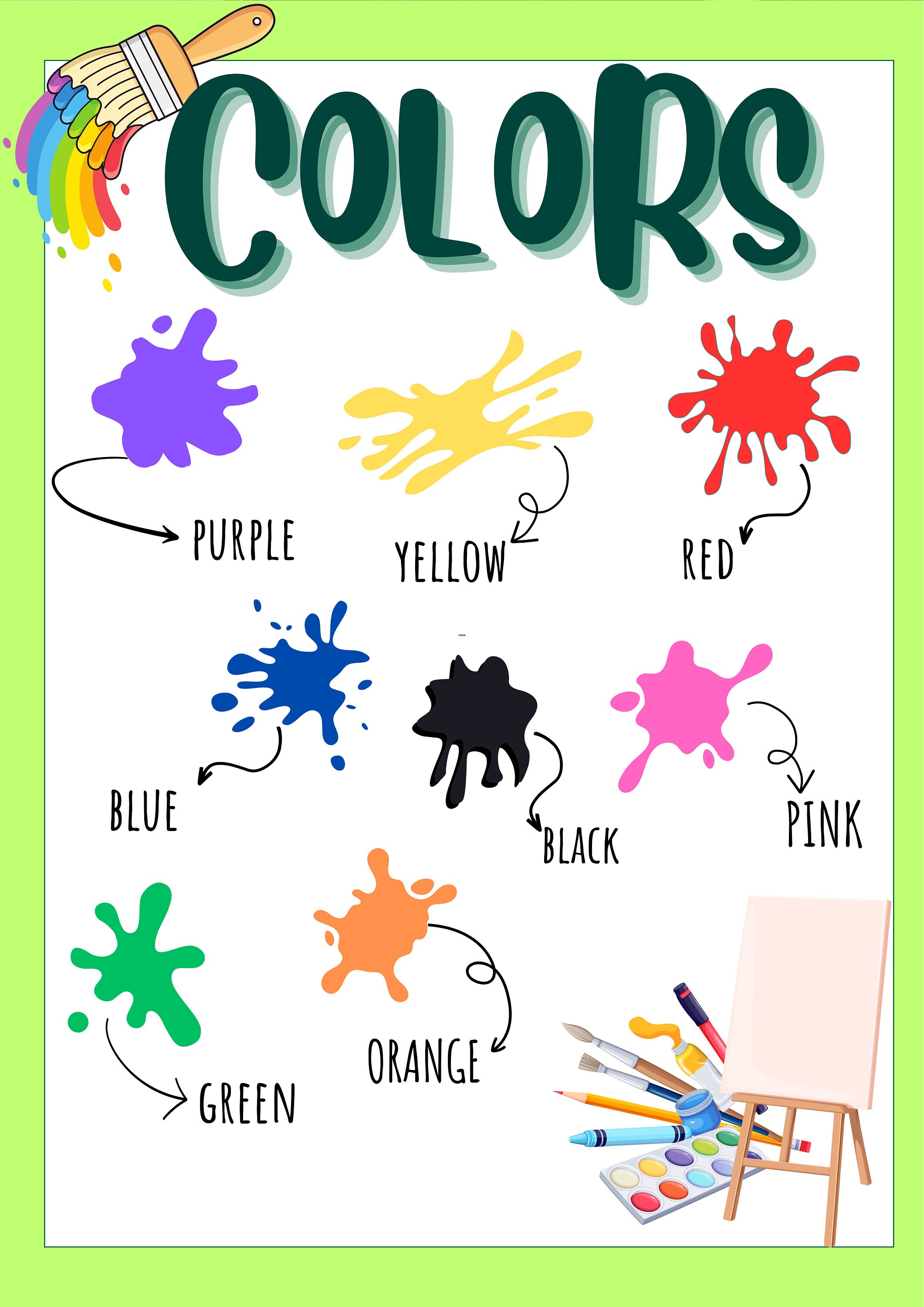 Colors Chart for Kids, Printable Classroom Poster, Classroom Poster ...