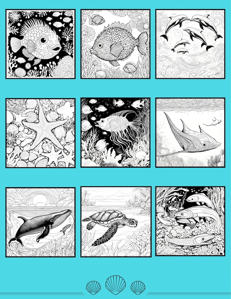 Under the Sea Coloring Book Printable Ocean Life Adult Coloring Page ...