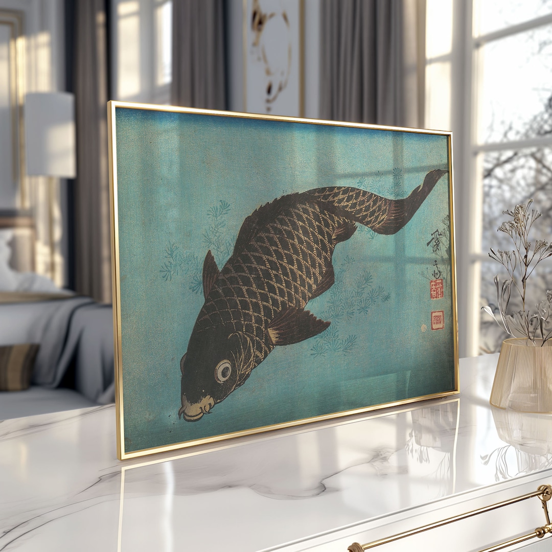 Koi Fish Drawing Fish Painting Old Japanese Art Japanese Letters ...