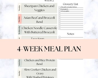 Healthy and Easy to Prep 4 Week Meal Plan Month 1 - Etsy