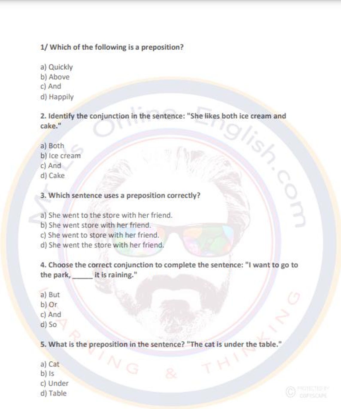 11 Prepositions and Conjunctions Booklet - Etsy