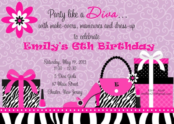 Items similar to diva party invitation custom digital invitation print ...