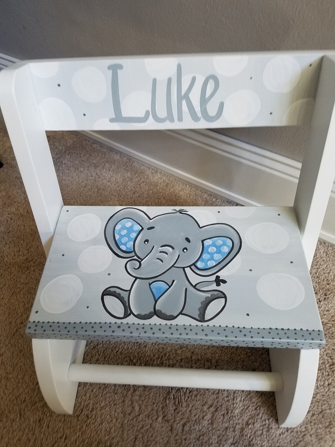 Personalized Chair Step Flip Stool Grey Elephant - Etsy