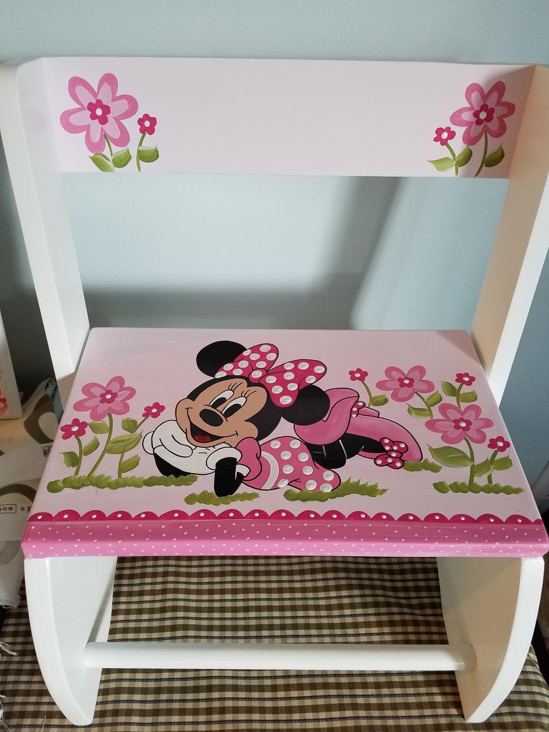 Custom Hand Painted Personalized Chair Flip Step Stool Large Minnie ...