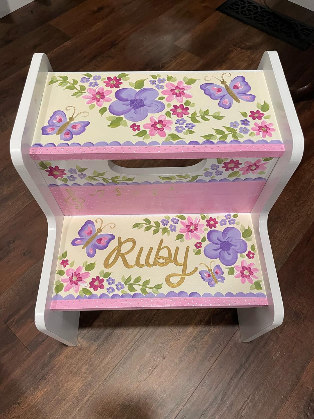 X-large Double Step Stool Ruby Butterly Floral - Etsy