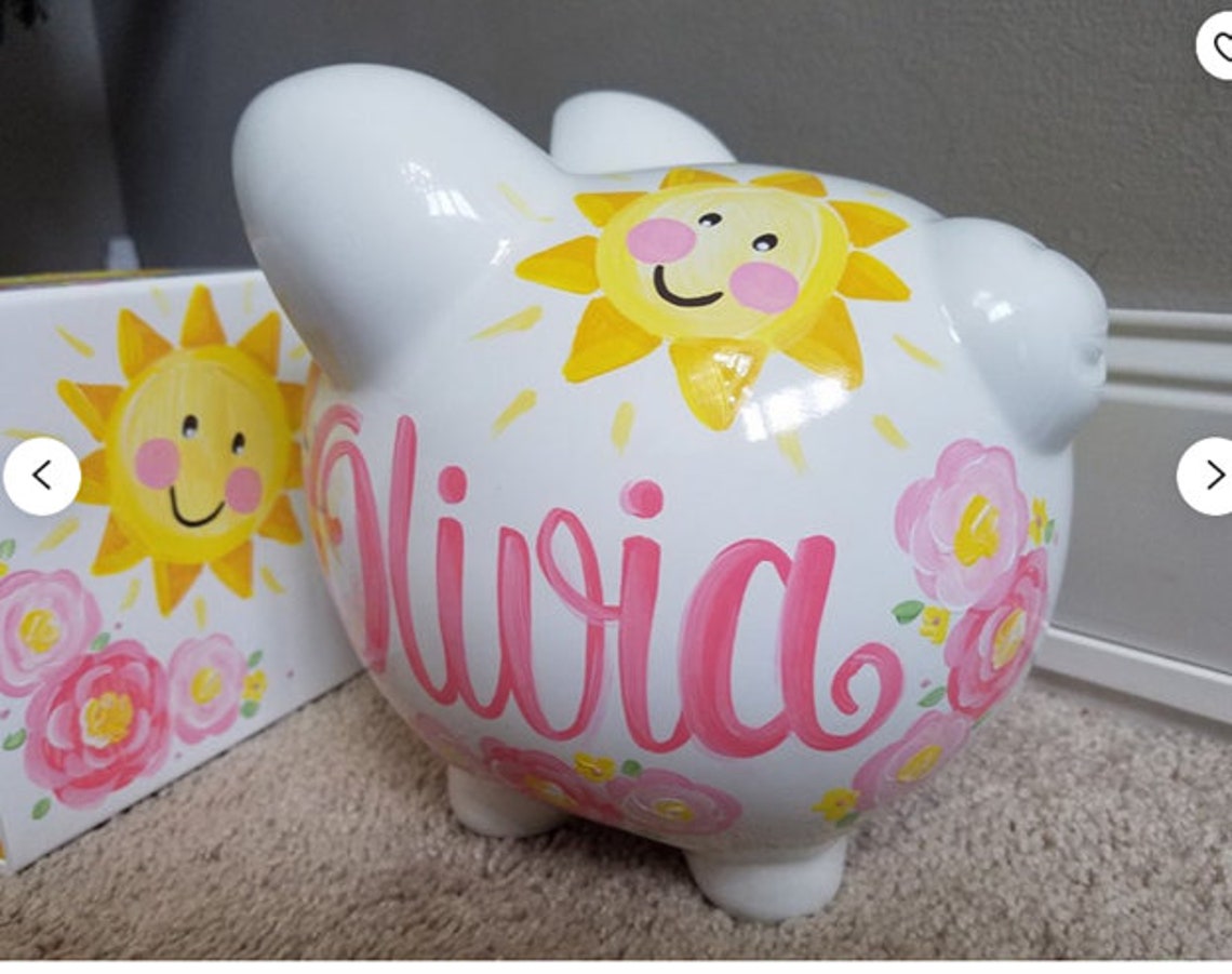 Personalized Piggy Bank You Are My Sunshine and Flowers - Etsy