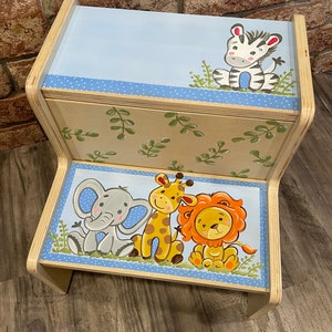 X-large Double Step Stool Animal Safari - Etsy