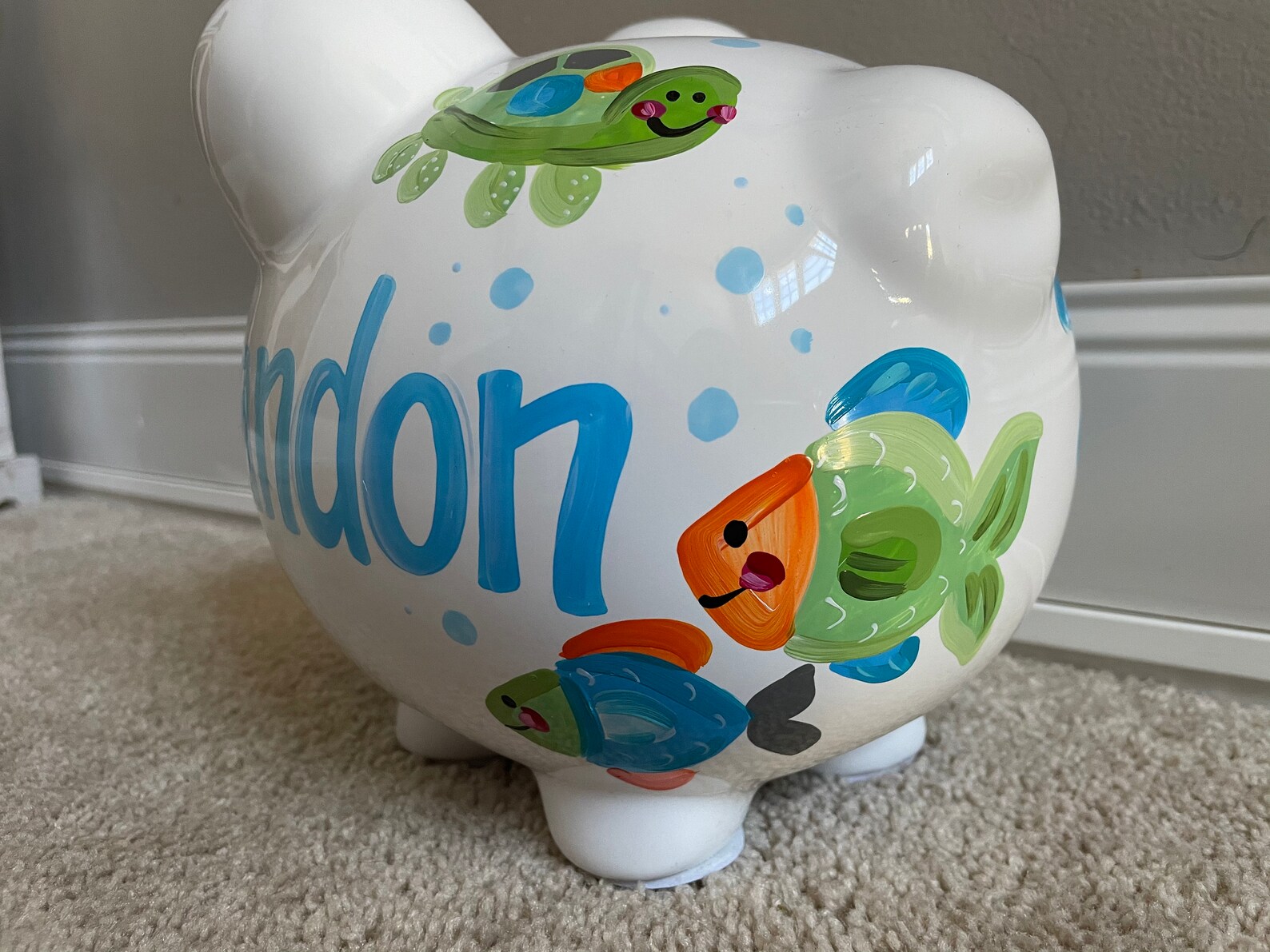Personalized Piggy Bank Sea Life Fish Turtles Octopus - Etsy