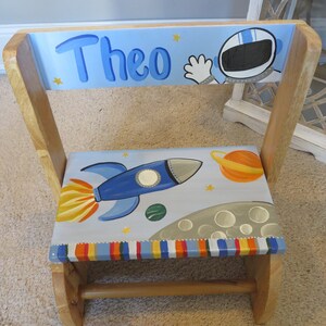 Personalized Chair Step Flip Stool Space Rocket - Etsy