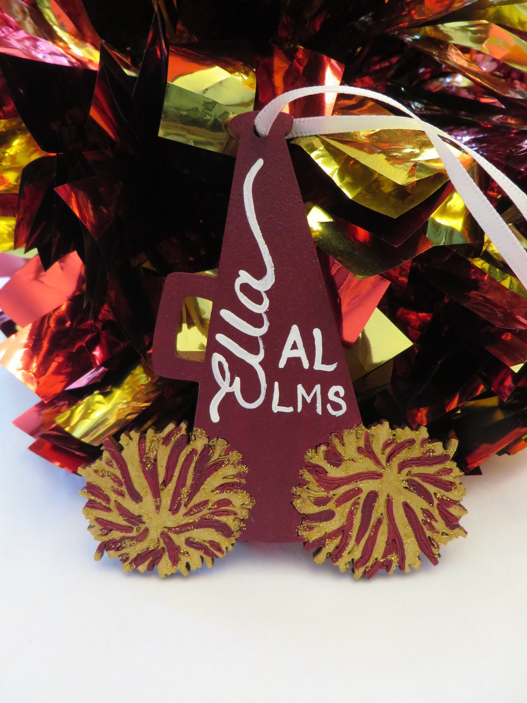 Hand Painted Personalized Cheerleading Megaphone Ornament Football ...