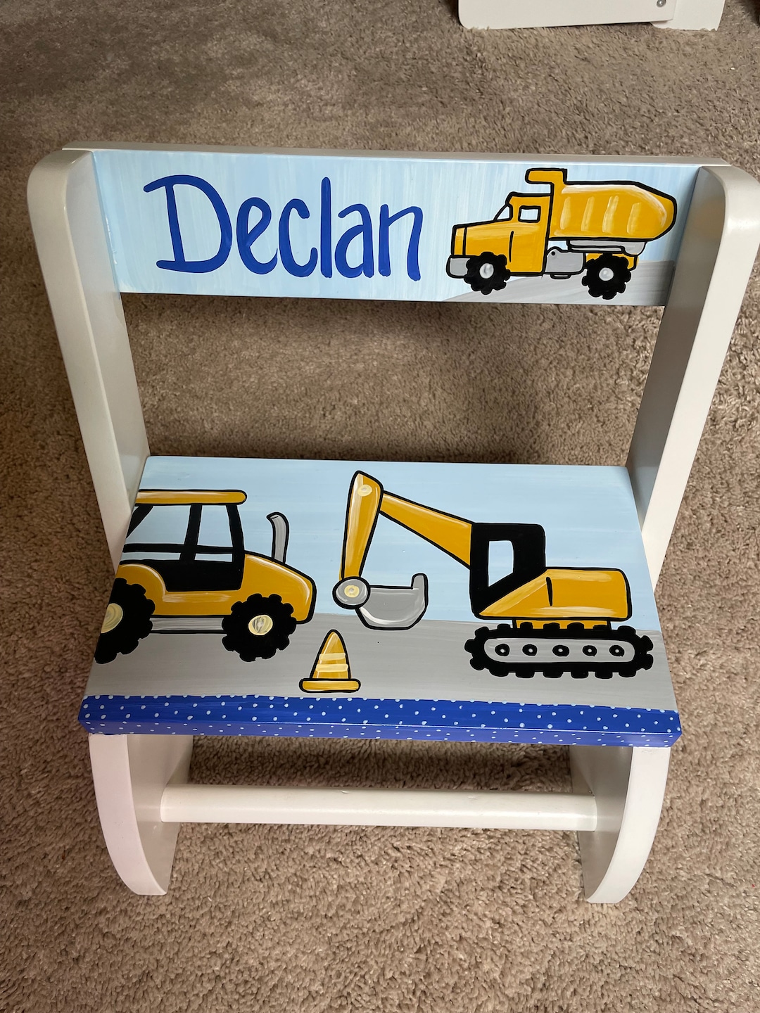 Personalized Chair Flip Step Stool Construction Trucks - Etsy