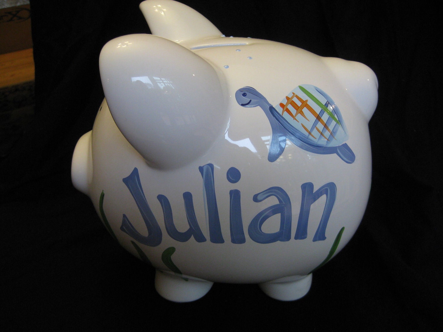Hand Painted Personalized Piggy Bank Turtle Reef Sea Turtles | Etsy