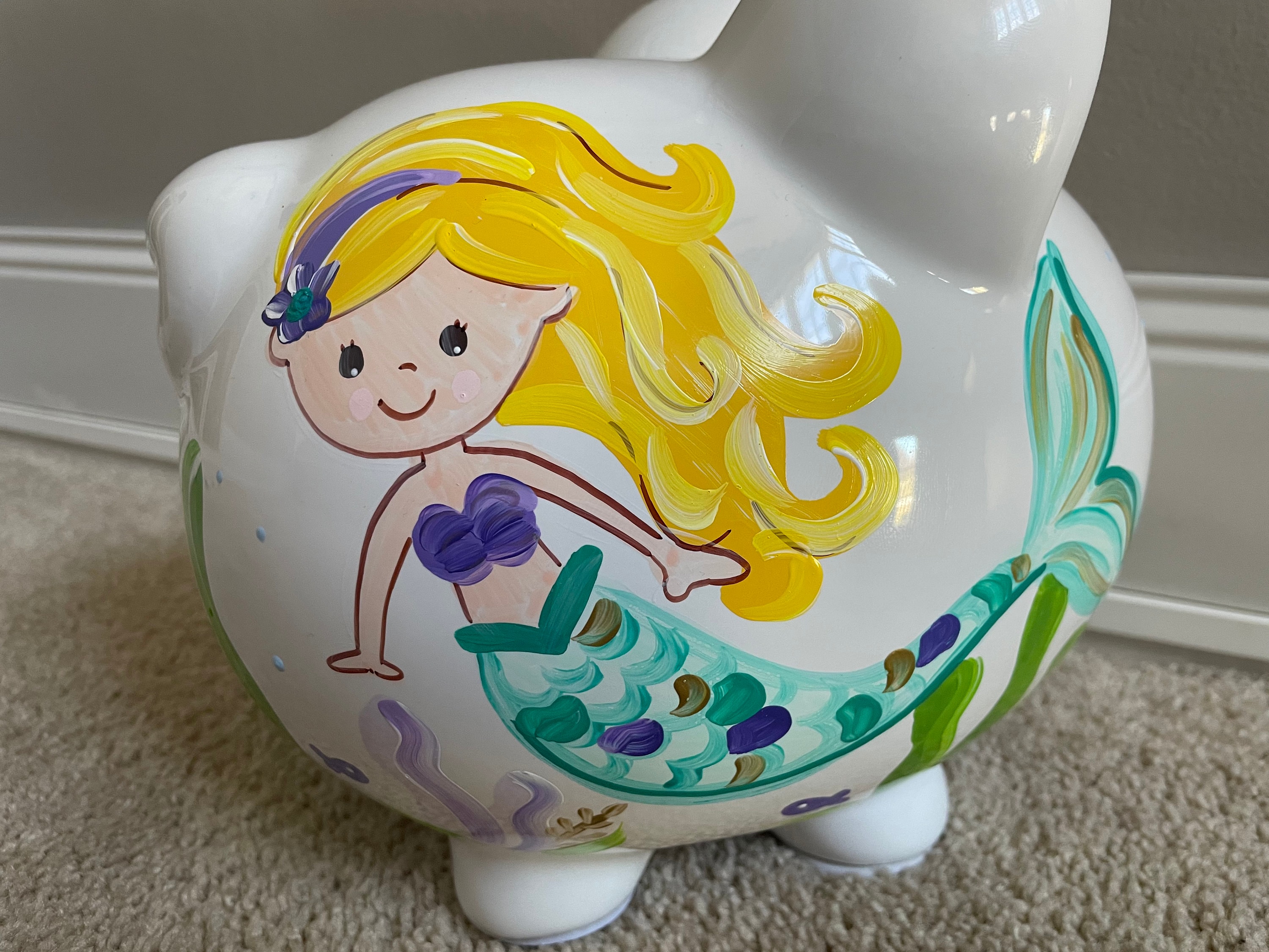 Personalized Piggy Bank Mermaid Ocean Fun - Etsy UK