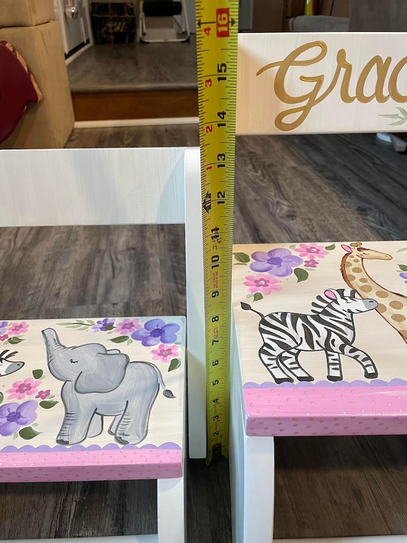 Hand Painted Personalized Flip Step Stool Graces Floral Jungle - Etsy