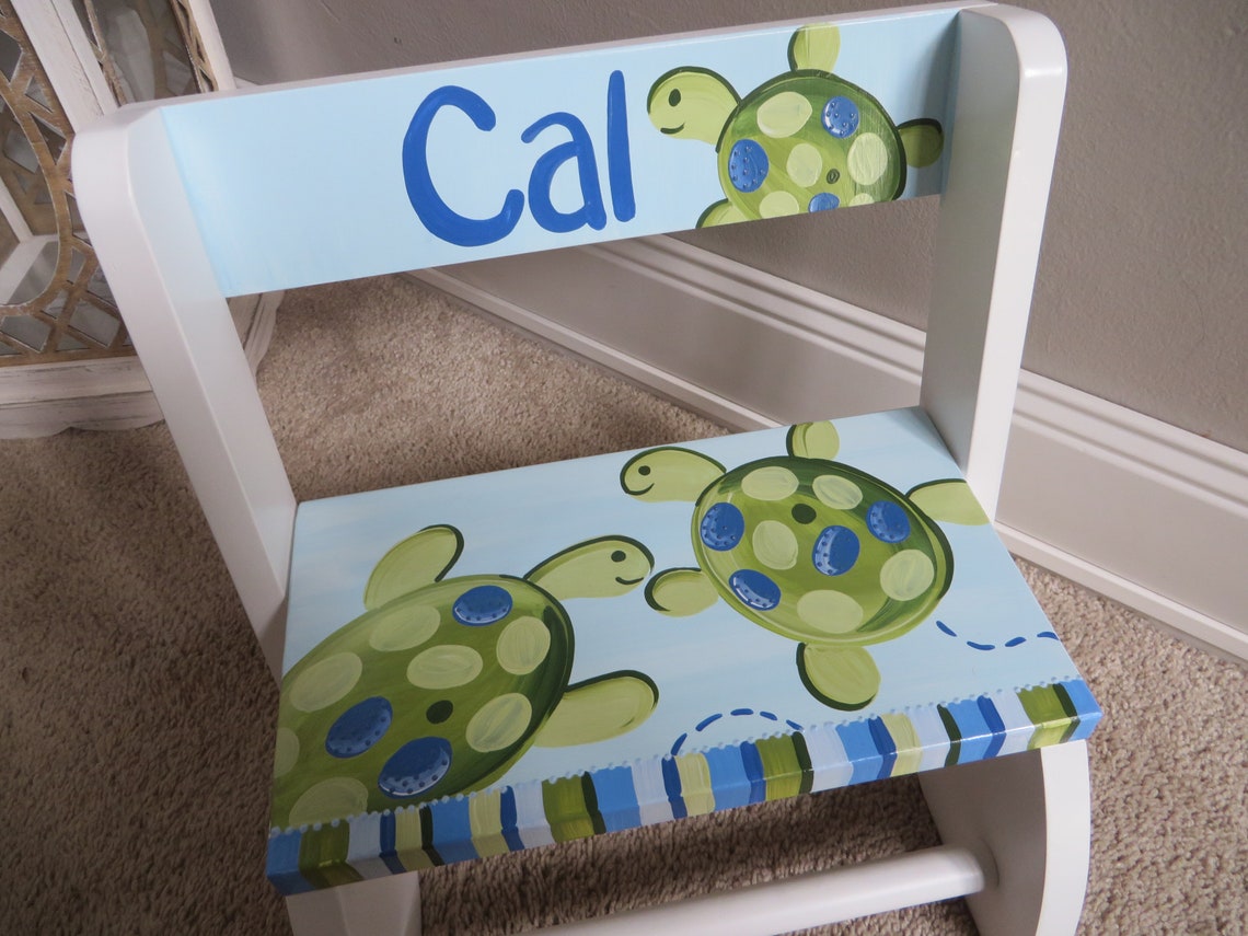 Personalized Chair Step Flip Stool Turtle Reef | Etsy