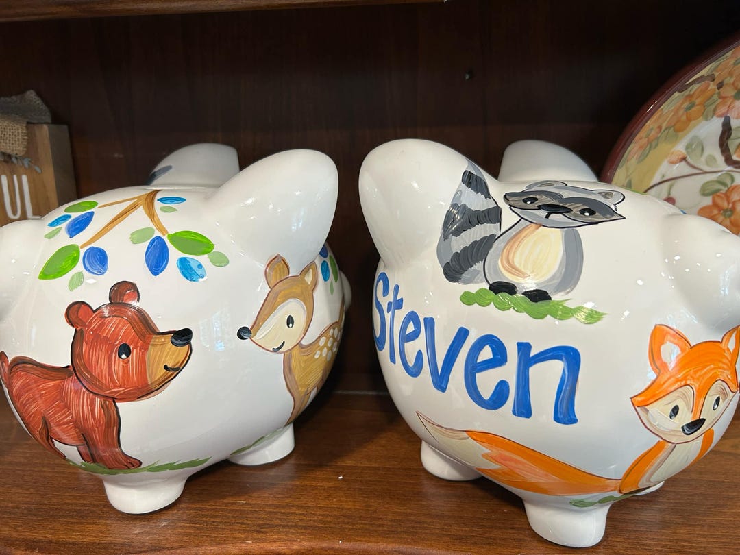 Piggy Bank Hand Painted Personalized Henrys Animals - Etsy