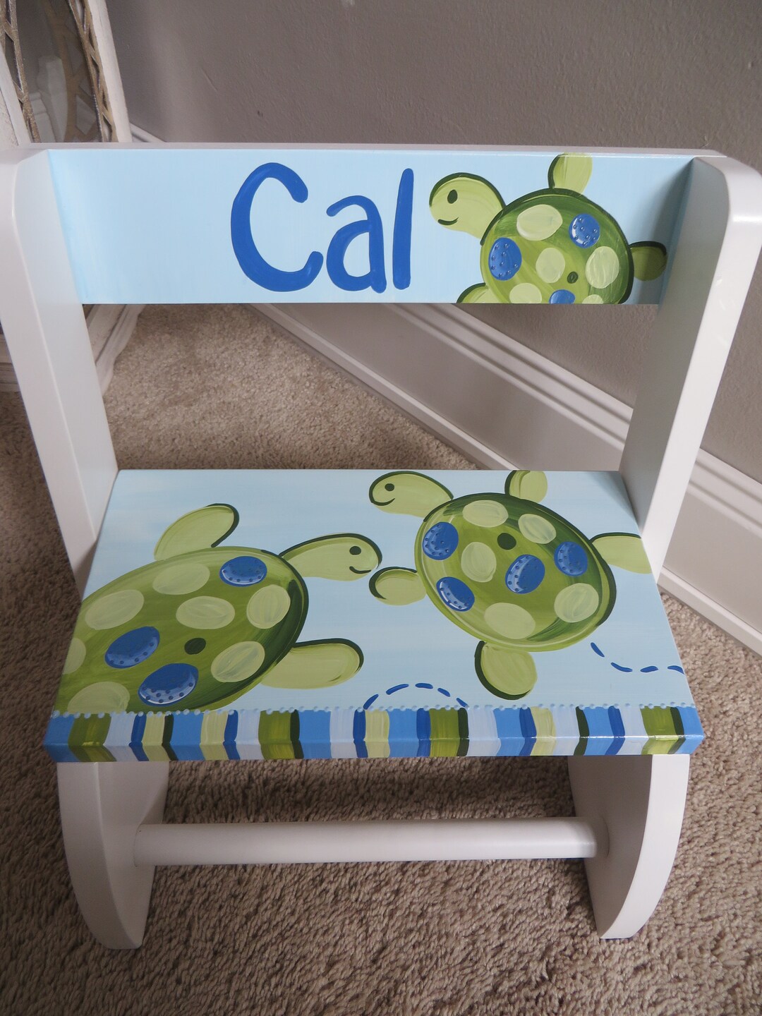 Personalized Chair Step Flip Stool Turtle Reef - Etsy