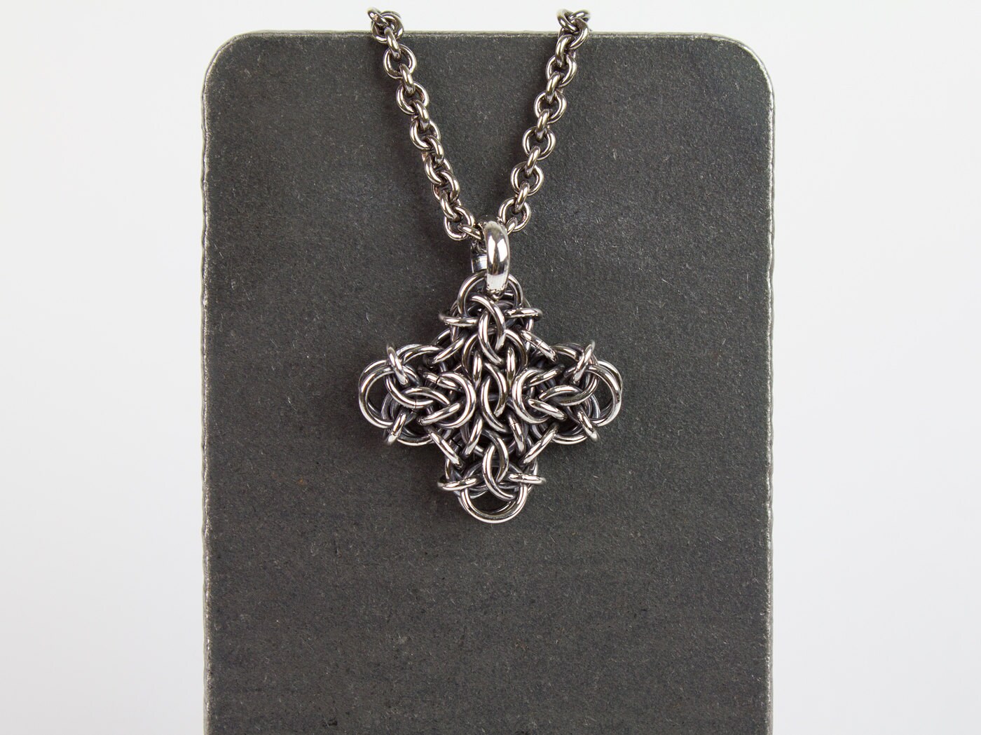 Silver Crosslet Necklace, Medium Celtic Cross Pendant, Oxidized ...