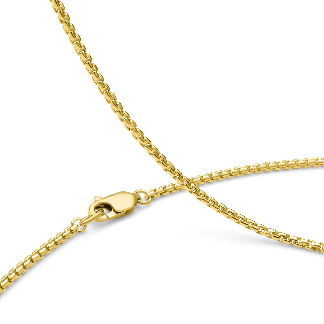 Thin Gold Rounded Box Chain Necklace, Yellow Gold Filled 1.7mm Thick ...