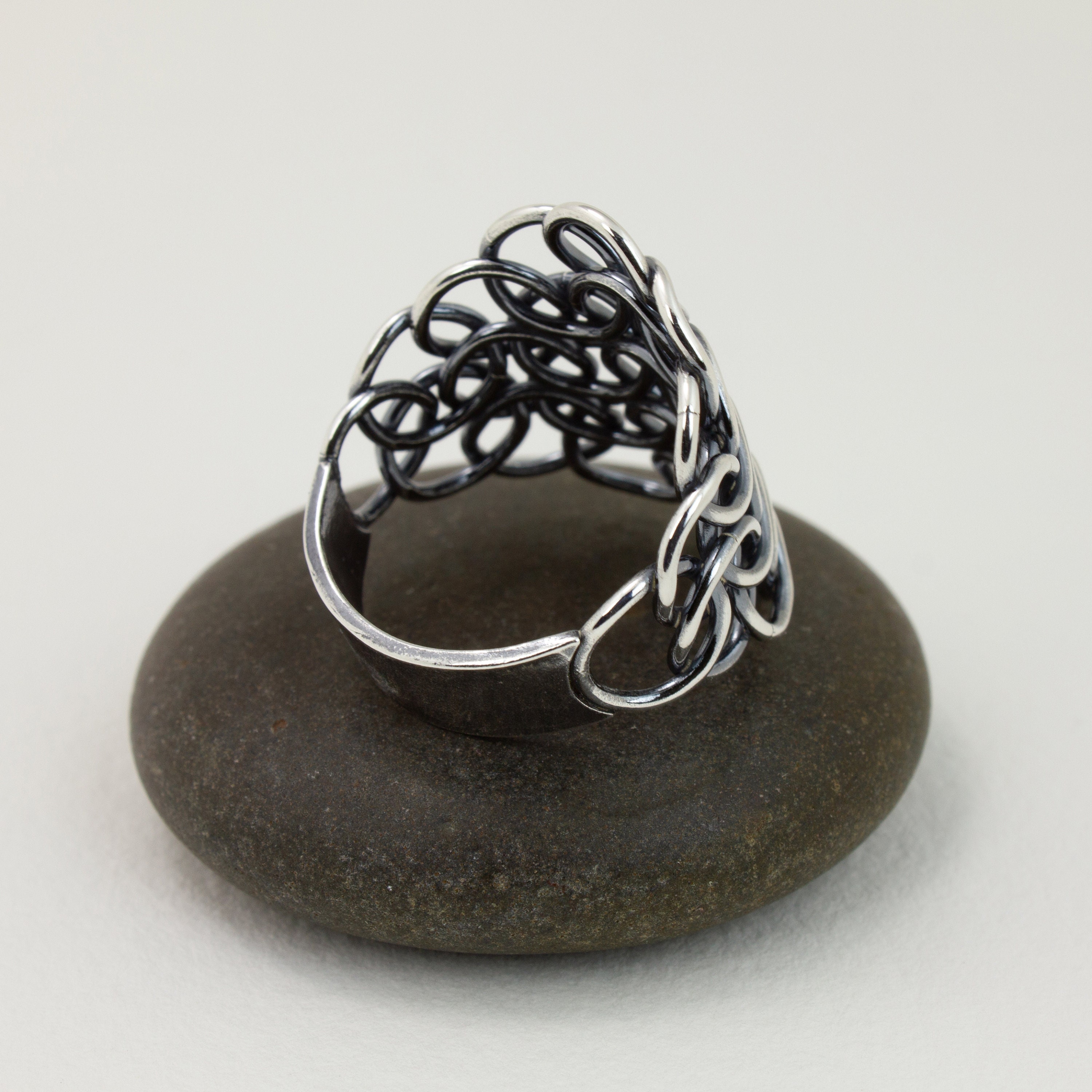 Fused Chainmaille Armorer's Ring Oxidized Argentium | Etsy