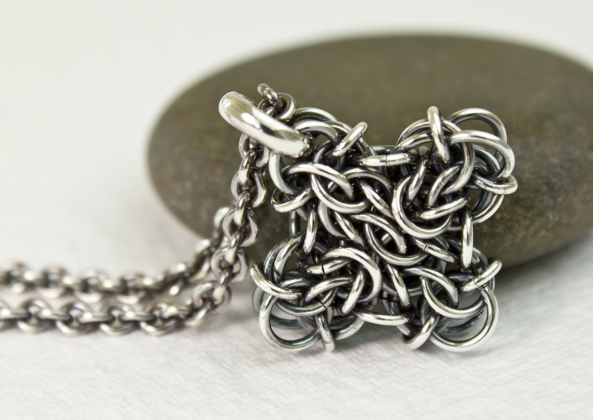 Silver Crosslet Necklace, Medium Celtic Cross Pendant, Oxidized ...