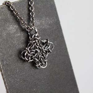 Silver Crosslet Necklace, Medium Celtic Cross Pendant, Oxidized ...