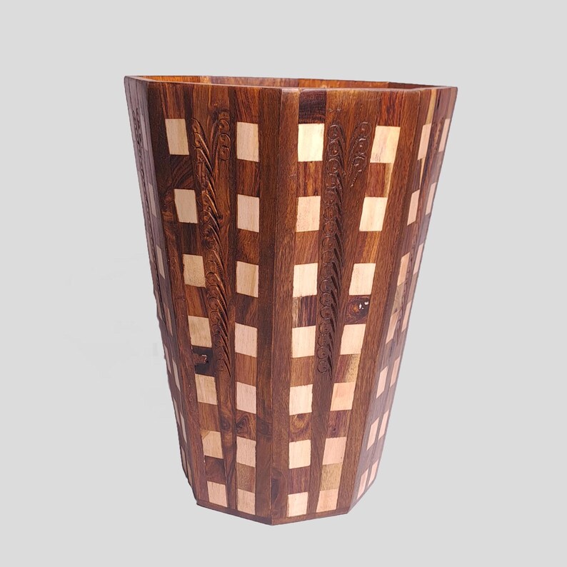 Handmade Wooden Waste Paper Bin, Wooden Trash Can, Trash Bin Rose Wood ...