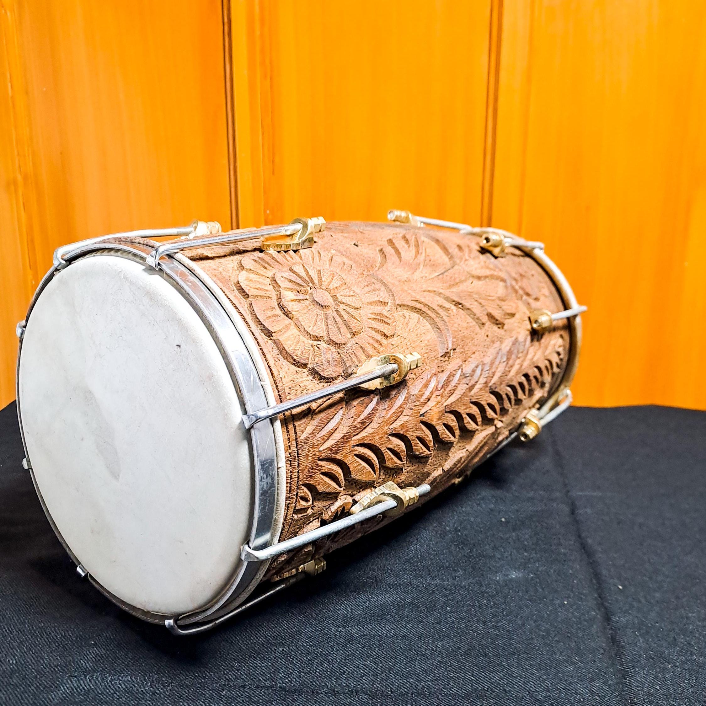 Handmade Sheesham Wood Dholak dholki, Brass Nut Bolt Tuned Dholak Drum ...