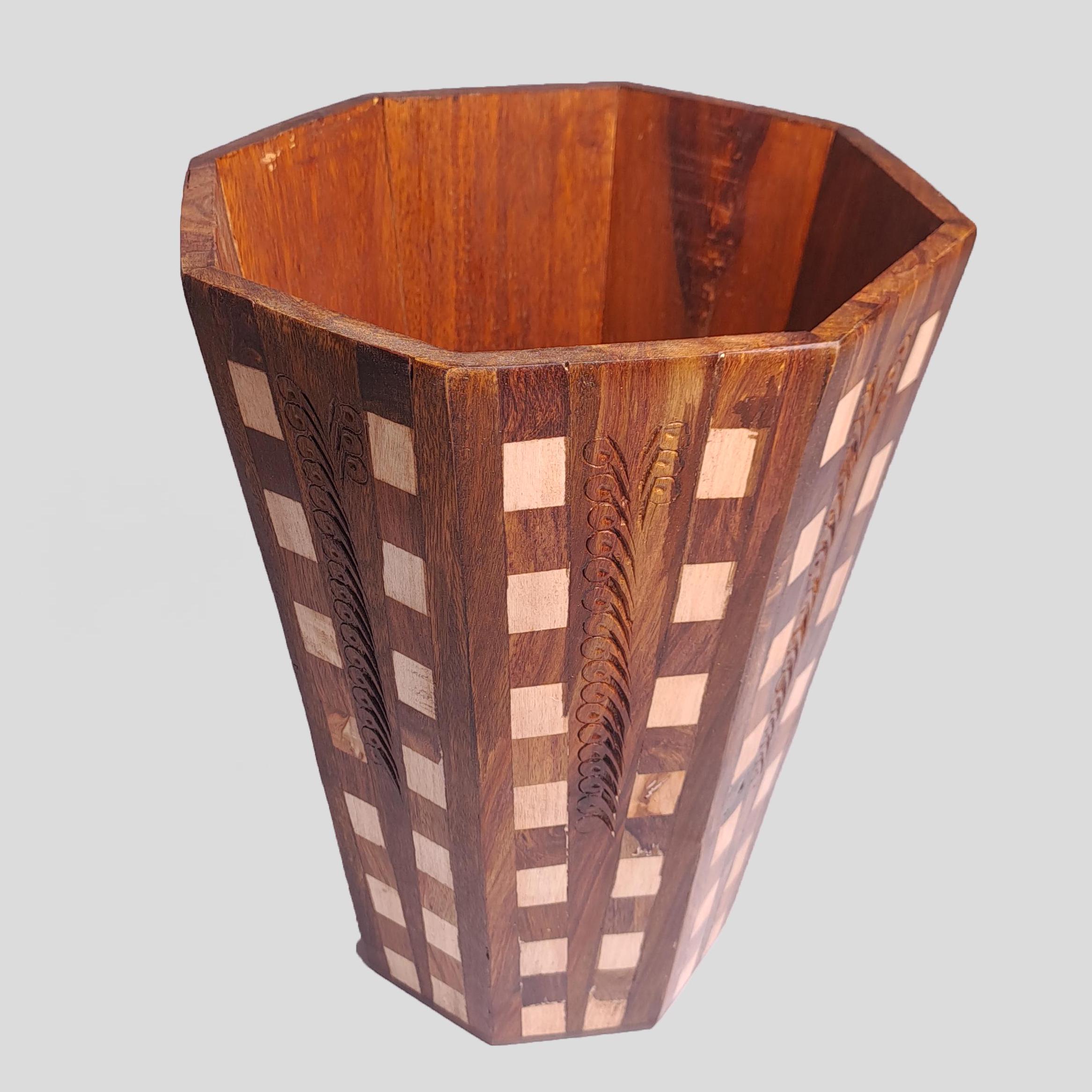 Handmade Wooden Waste Paper Bin, Wooden Trash Can, Trash Bin Rose Wood ...