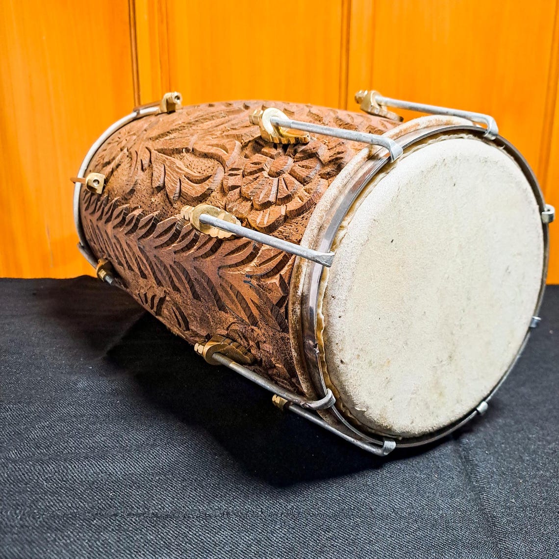 Handmade Sheesham Wood Dholak dholki, Brass Nut Bolt Tuned Dholak Drum ...