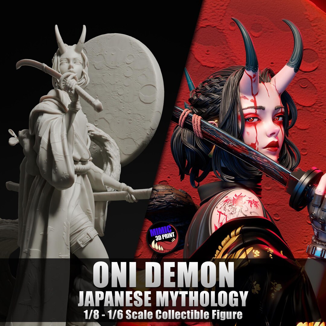 Blood Moon Oni | Hand-painted 14K 3D Resin Figure | Garage Kit - Etsy