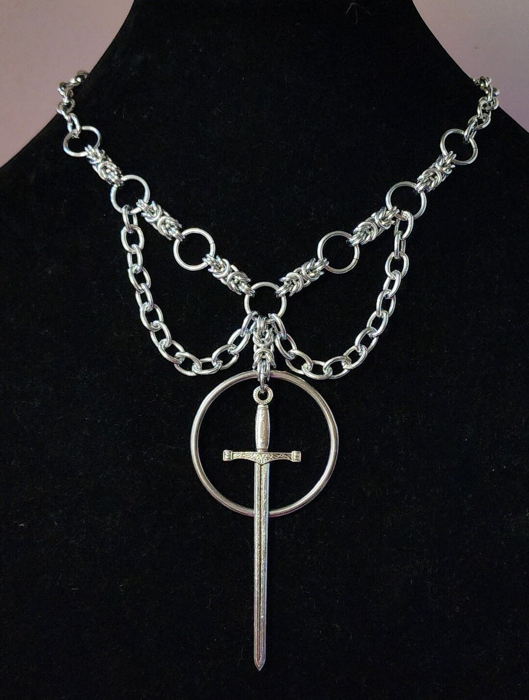 Byzantine Weave O-ring Sword Necklace - Etsy