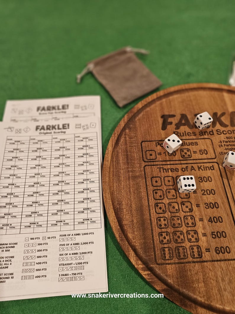 12 Farkle Game Board Includes Dice, Score Cards and Laminated Instructions - Etsy