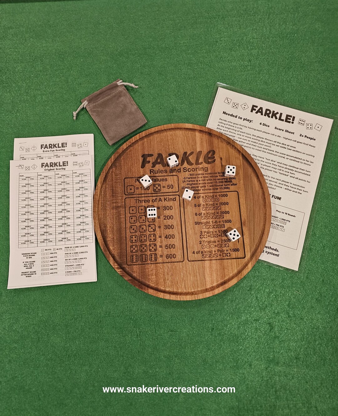 12 Farkle Game Board Includes Dice, Score Cards and Laminated ...