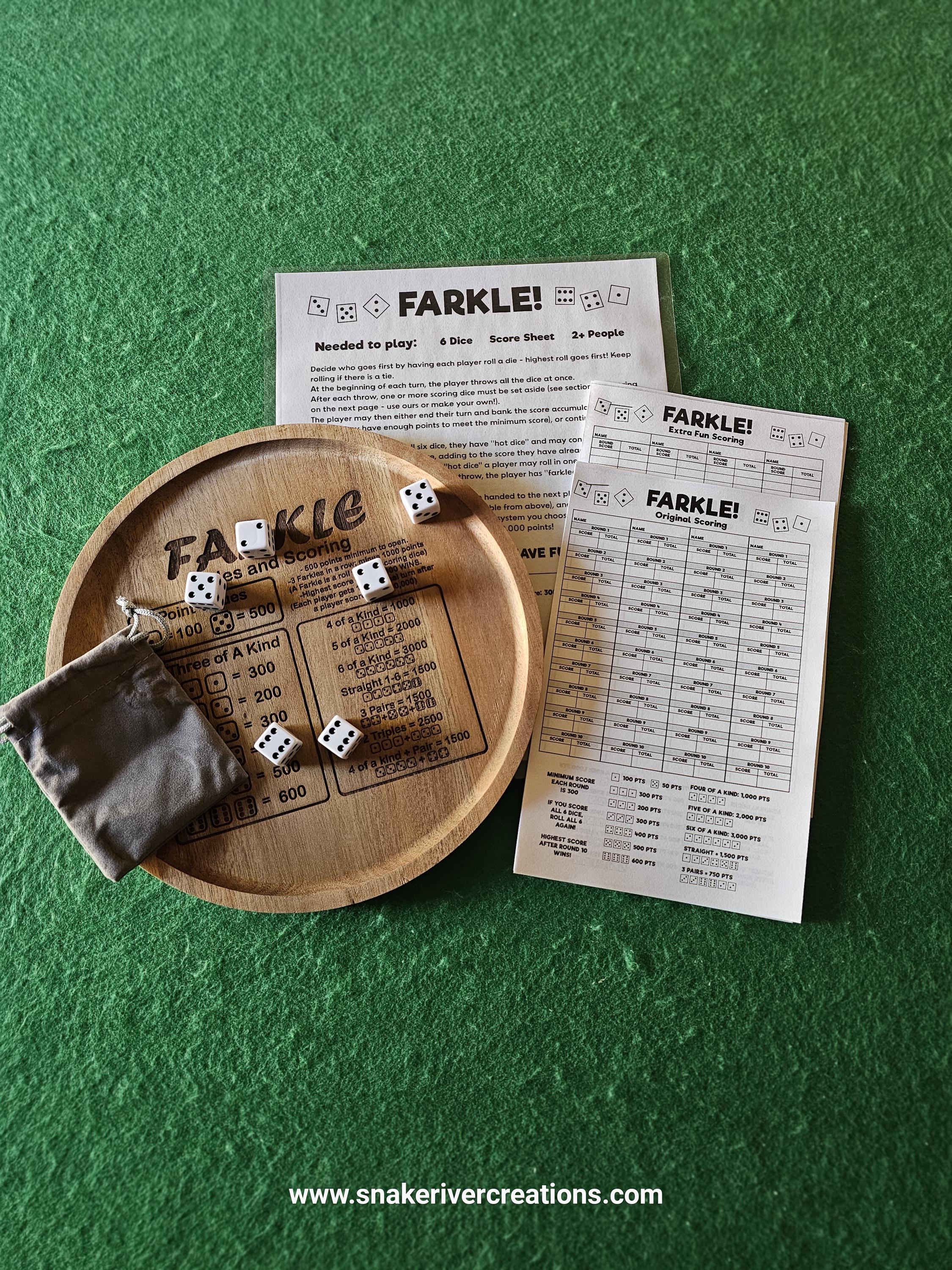 10 Farkle Game Board Includes Dice, Score Cards and Laminated ...