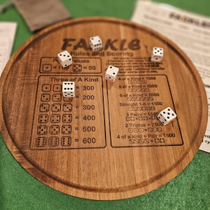 12 Farkle Game Board Includes Dice, Score Cards and Laminated ...
