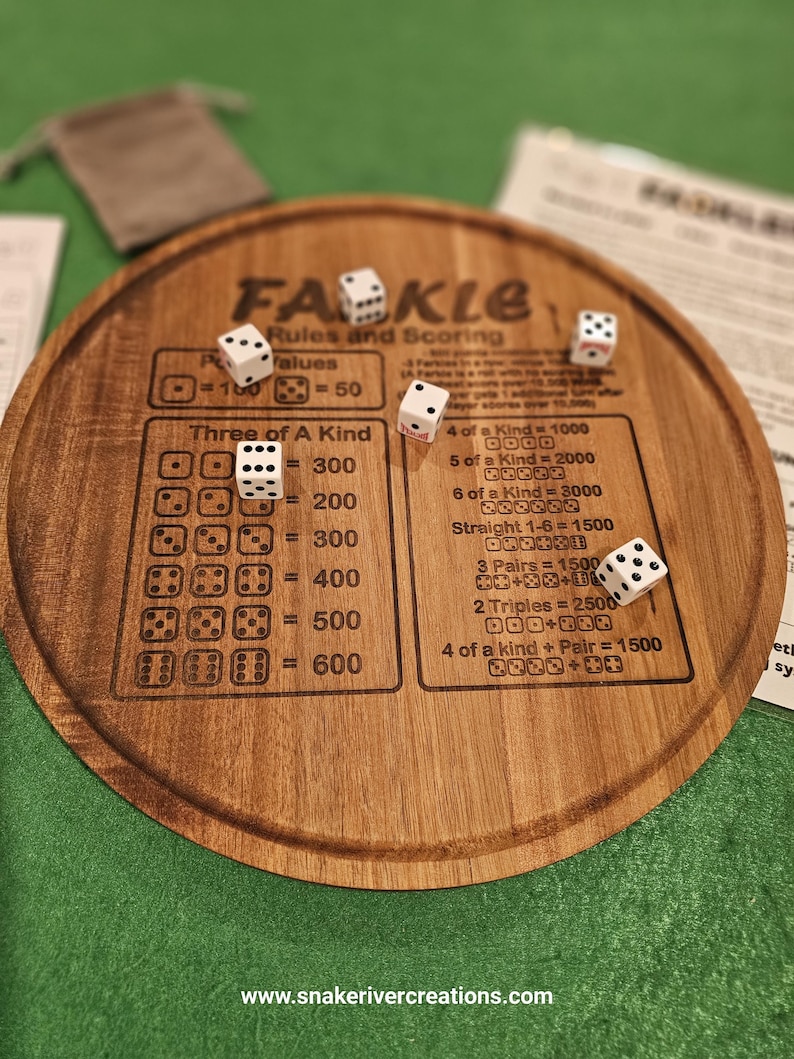 12 Farkle Game Board Includes Dice, Score Cards and Laminated Instructions - Etsy