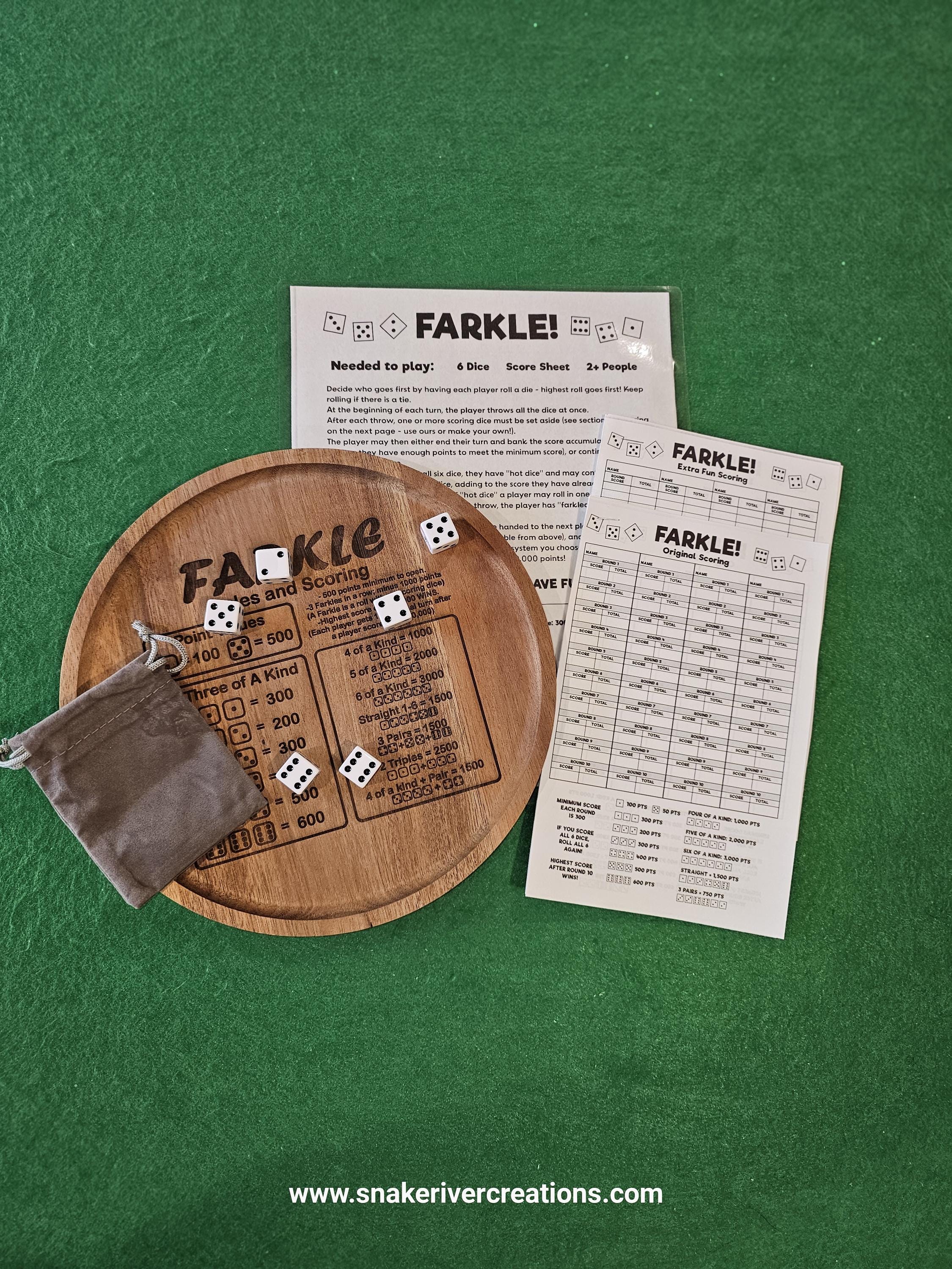 10 Farkle Game Board Includes Dice, Score Cards and Laminated ...
