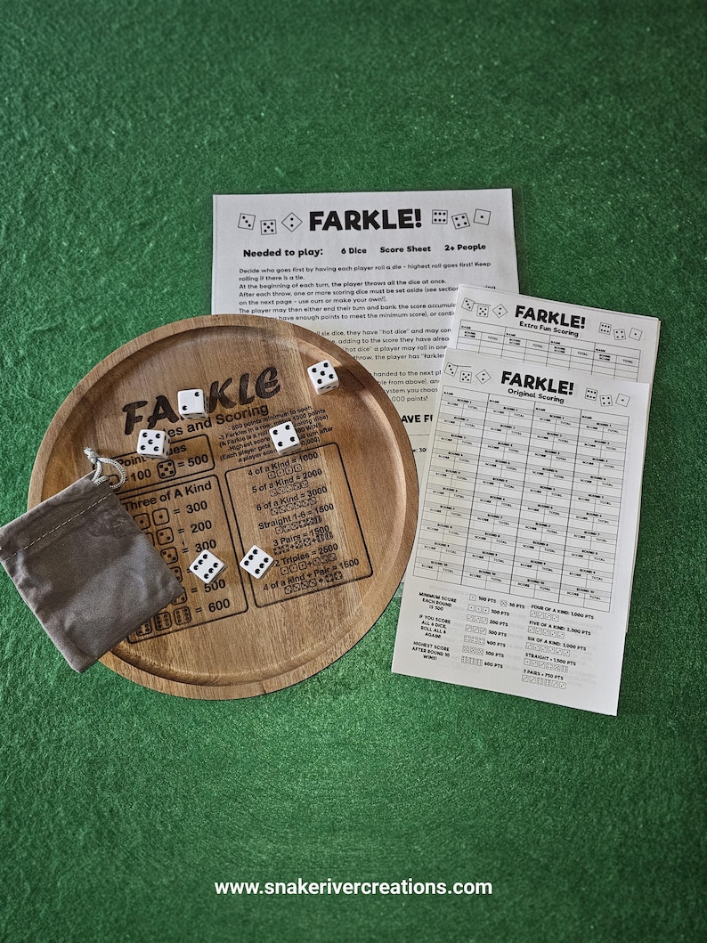 10 Farkle Game Board Includes Dice, Score Cards and Laminated ...