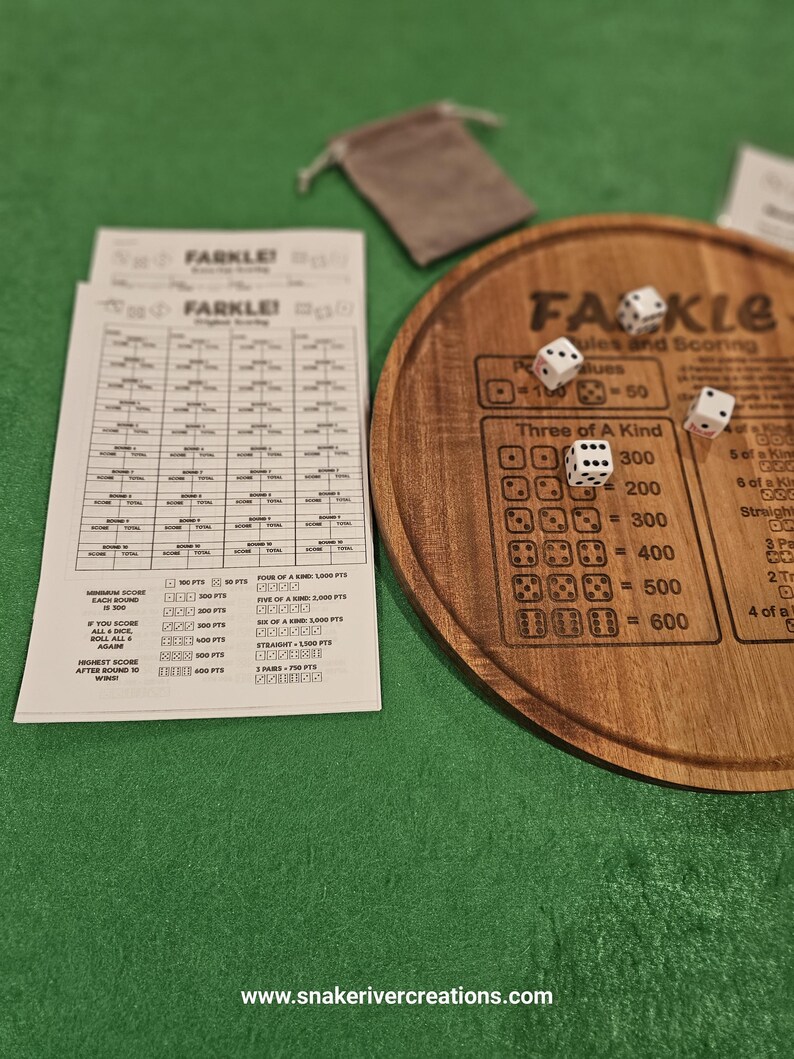 12 Farkle Game Board Includes Dice, Score Cards and Laminated Instructions - Etsy