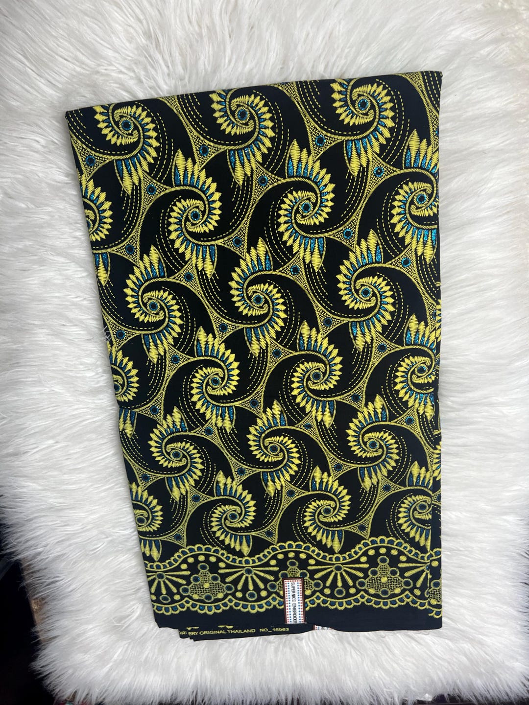 100% Cotton African Ankara Gold Print Fabric With Blue Holes, Damask ...