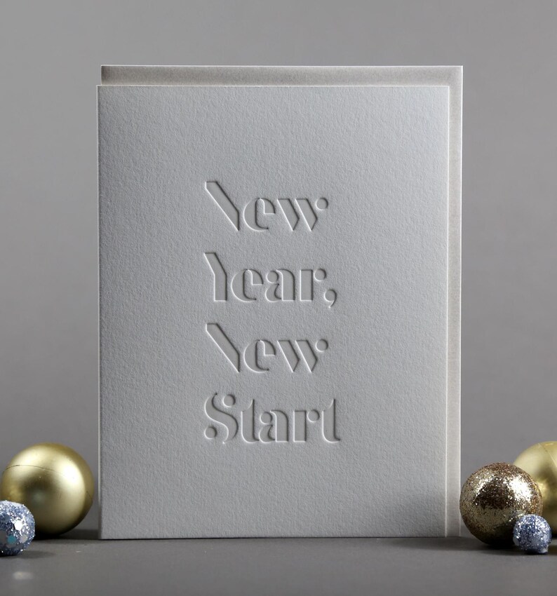 New Year New Start Holiday Letterpress Greeting Card - Etsy