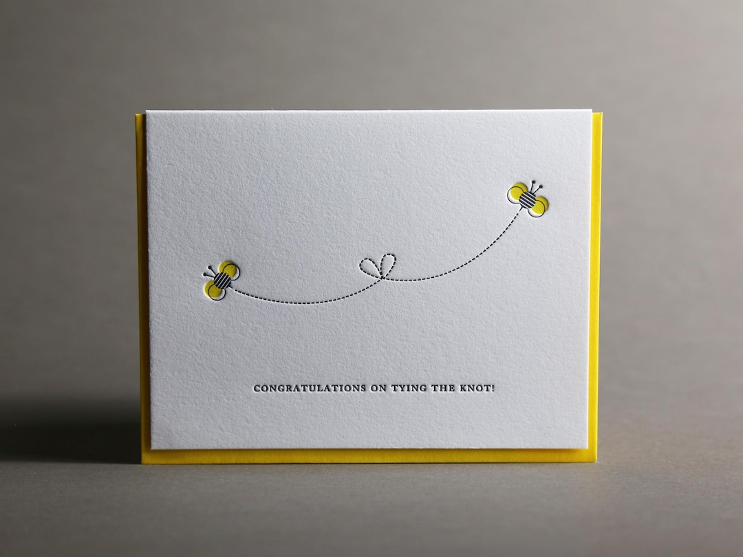 Bees Tying the Knot Wedding Letterpress Greeting Card - Etsy